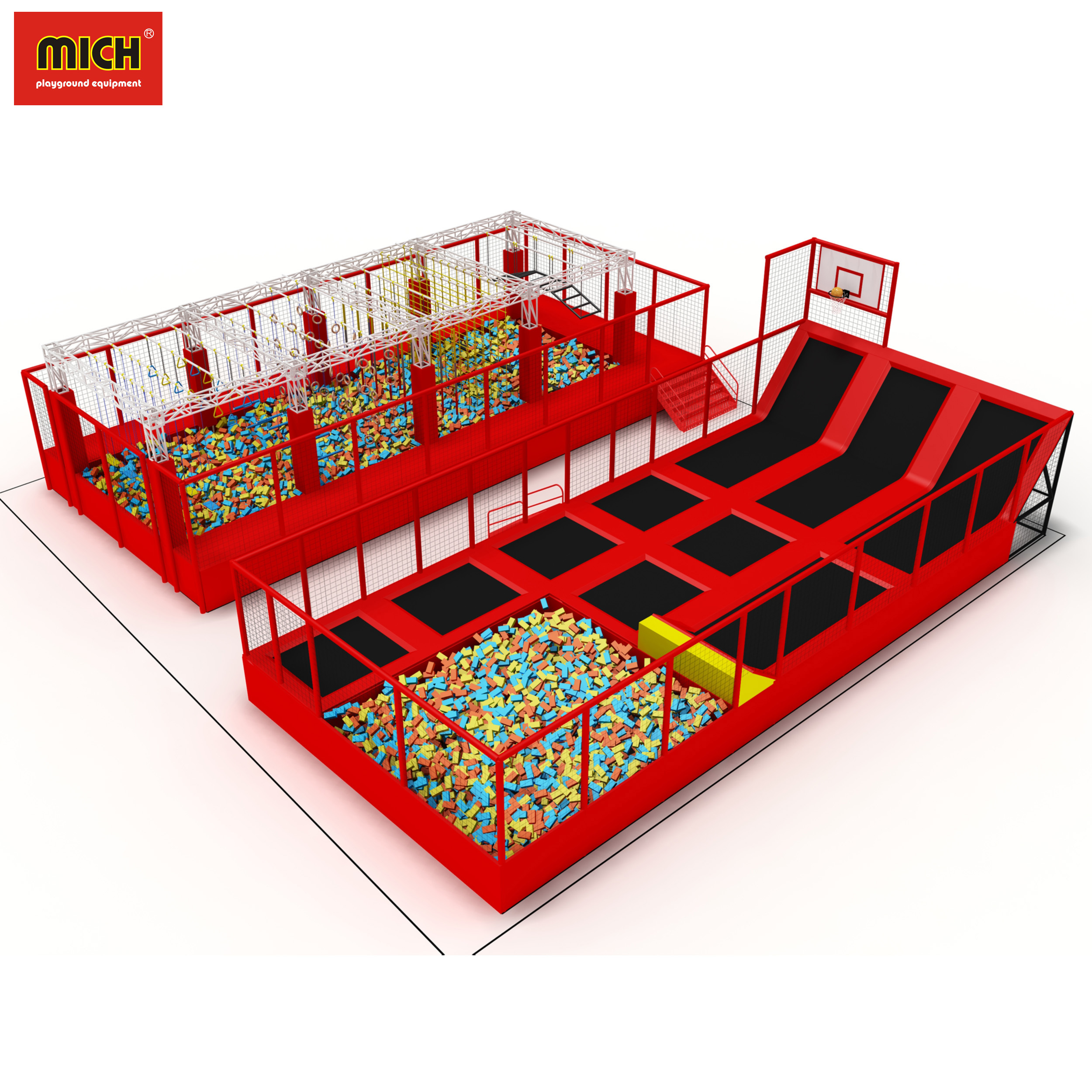 306 Sqm Foam Pit Ninja Warrior Trampoline Park - Buy 306 Sqm trampoline ...
